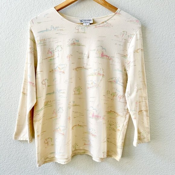 Pendleton | Tops | Vintage Pendleton Farm Watercolor Print Top Womens ...